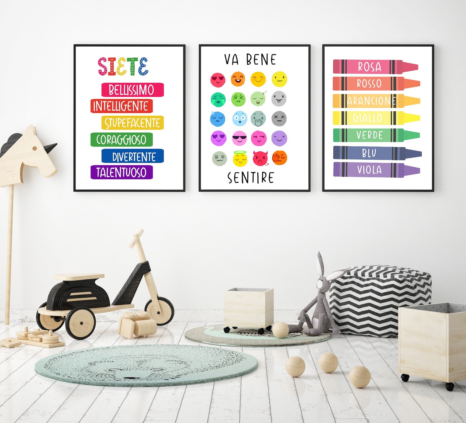 Set of 20 Italian Classroom Rainbow Prints Diversity Decor School Kid ...