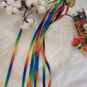 Montessori Toys Hand Kite sensory Toy Wooden Ribbon Toy Waldorf Toy ...