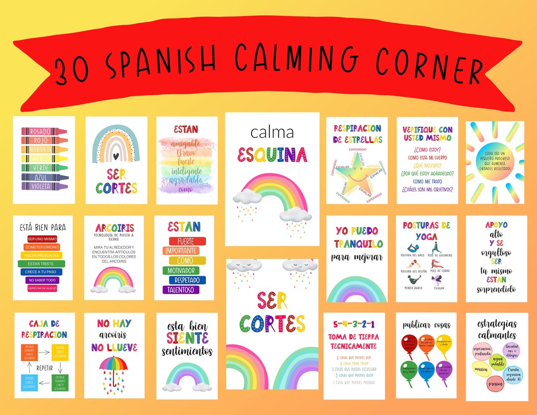 30 Spanish Calming Corner Poster Digital Download Rainbow - Etsy