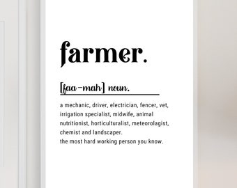 Farmer Definition Print - Etsy