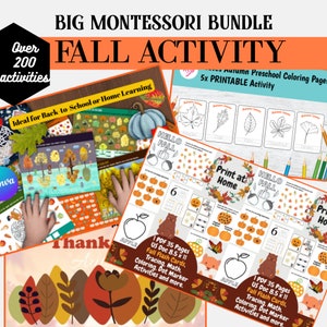 Autumn Montessori Printable Fall Bundle Preschool Kindergarten ...