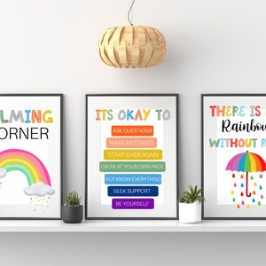 30 Calming Corner Poster, Rainbow Kit, Mindfulness Decor, Educational ...
