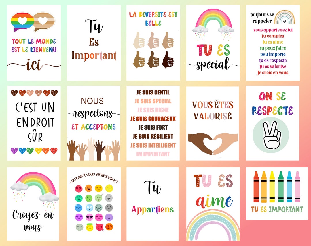 15 French Inclusion Poster, Rainbow Kit, Diversity Decor, Children's ...