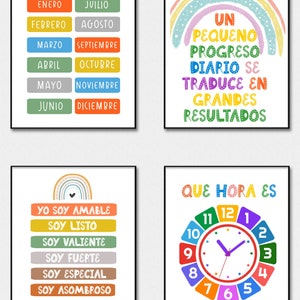 30 Spanish Classoom Posters Digital Download Rainbow Kit - Etsy