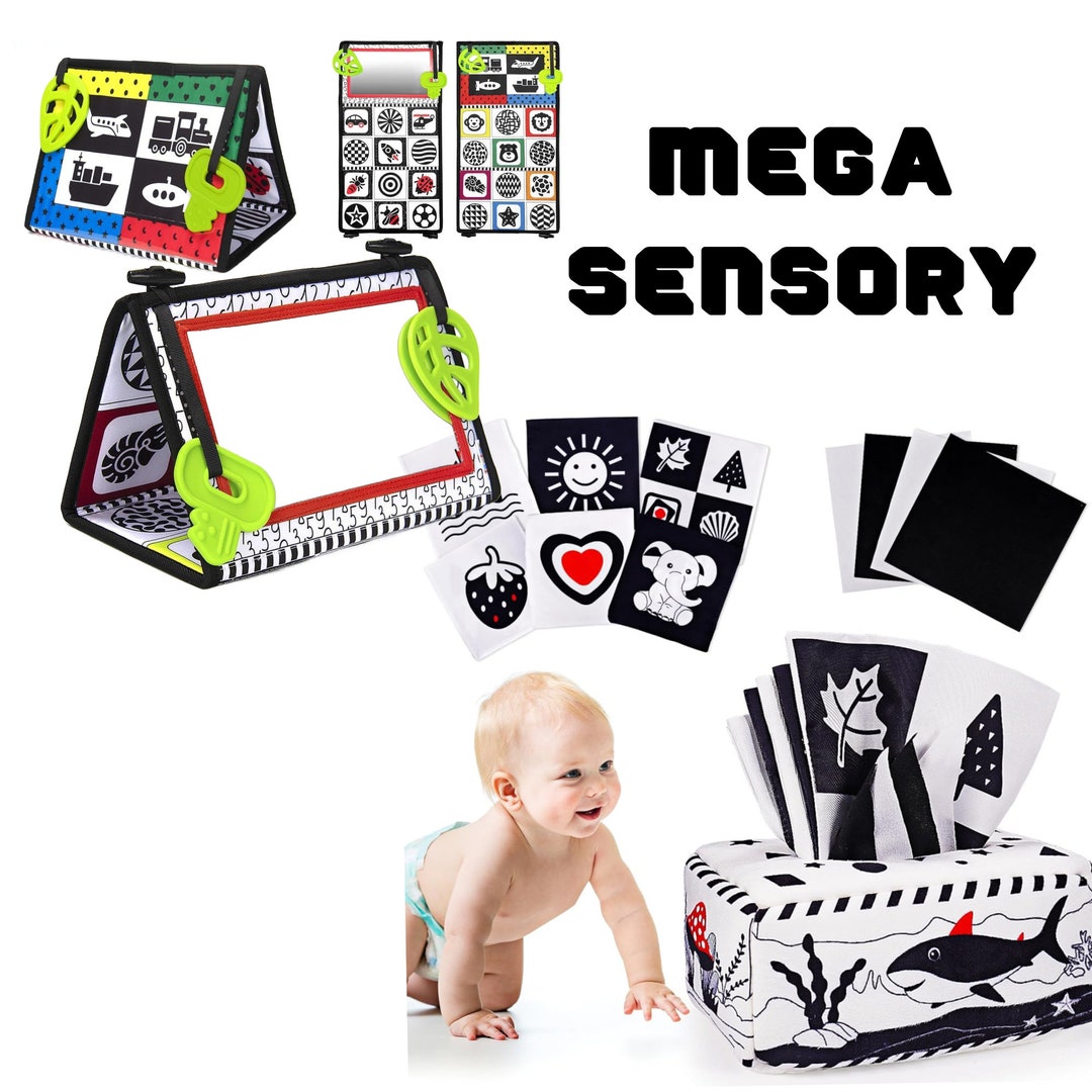 Magic Tissue Box tummy Time,black and White Toy Sensory Gift Set ...