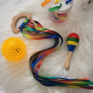 Montessori Toys Hand Kite sensory Toy Wooden Ribbon Toy Waldorf Toy ...