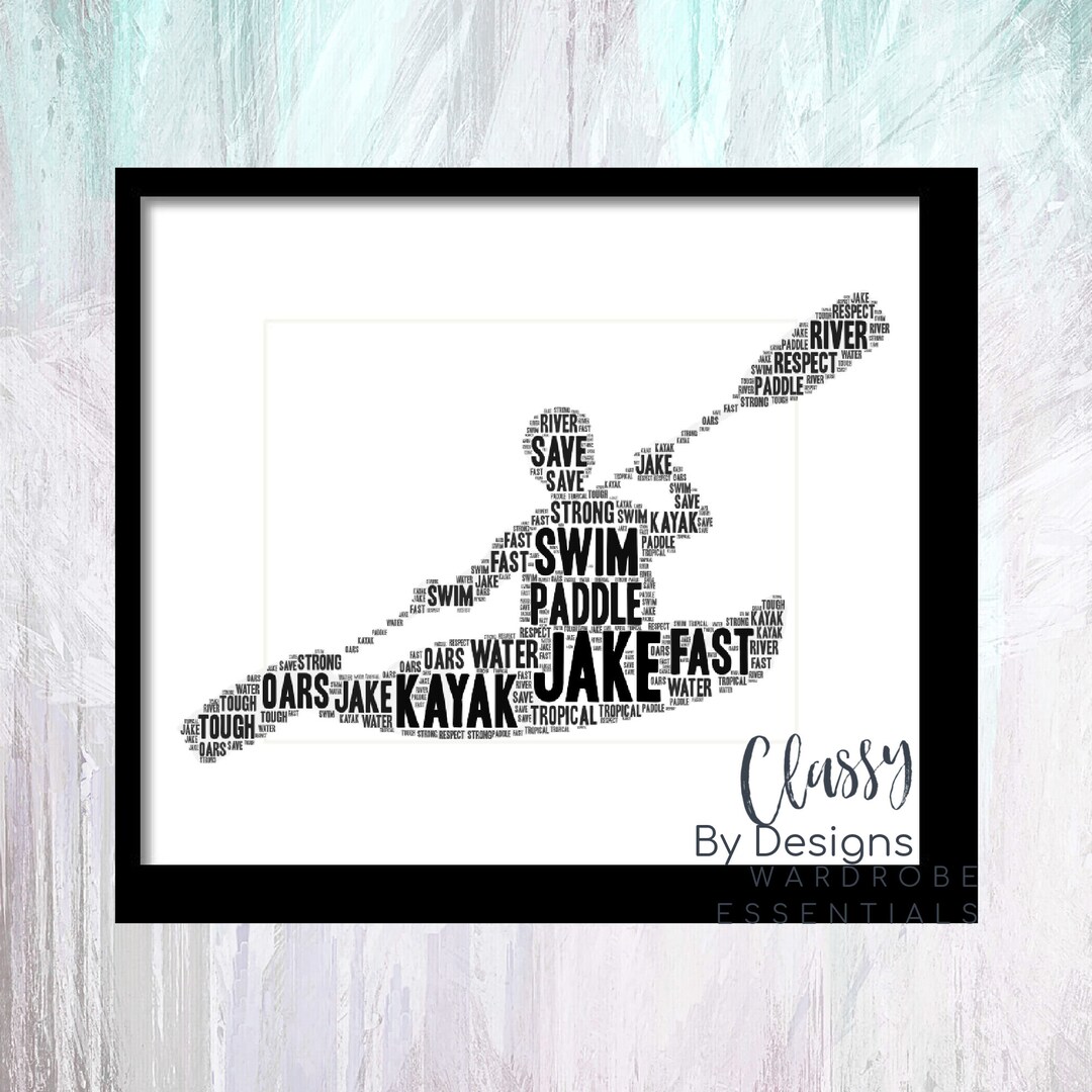 PERSONALISED Word Art Kayak-Unique Gift-For Men For Sports lover ...