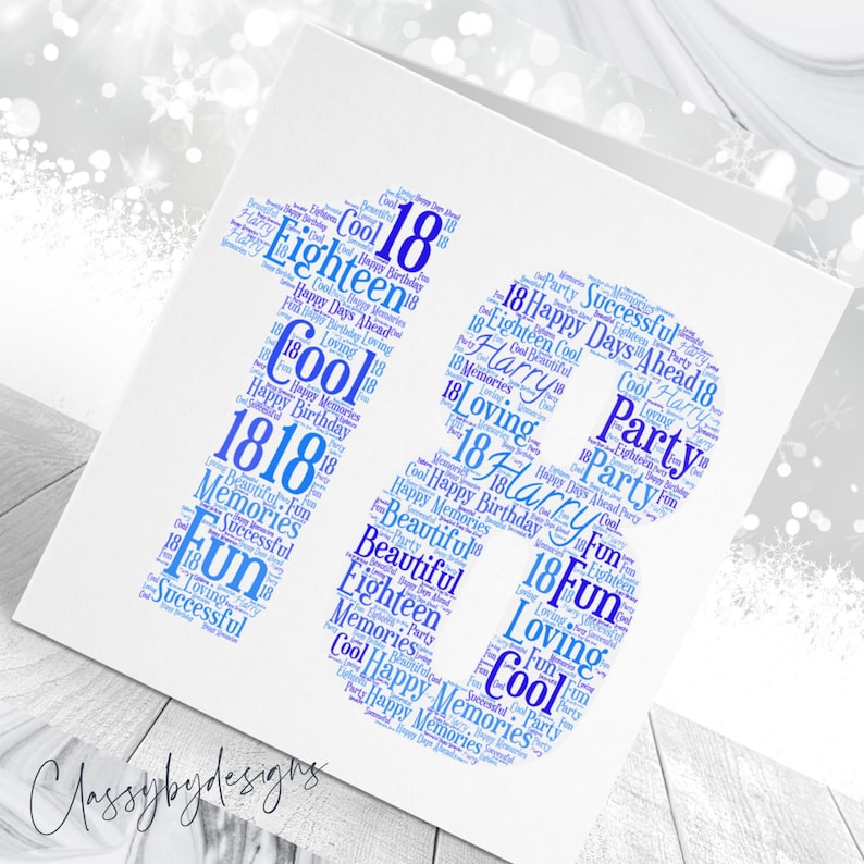 Personalised 18th Birthday Card Custom Word Art Card for 18 - Etsy UK