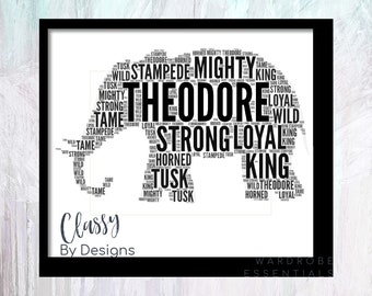 Elephant Word Art - Etsy