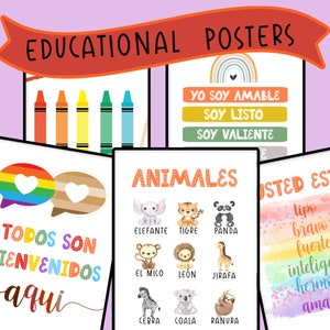 30 Spanish Classoom Posters Rainbow Kit Playroom Decor - Etsy