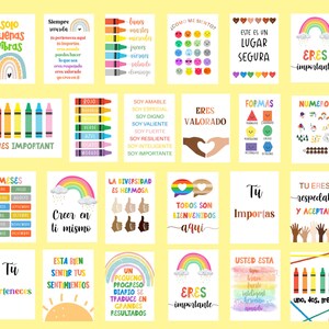 30 Spanish Classoom Posters Digital Download Rainbow Kit - Etsy