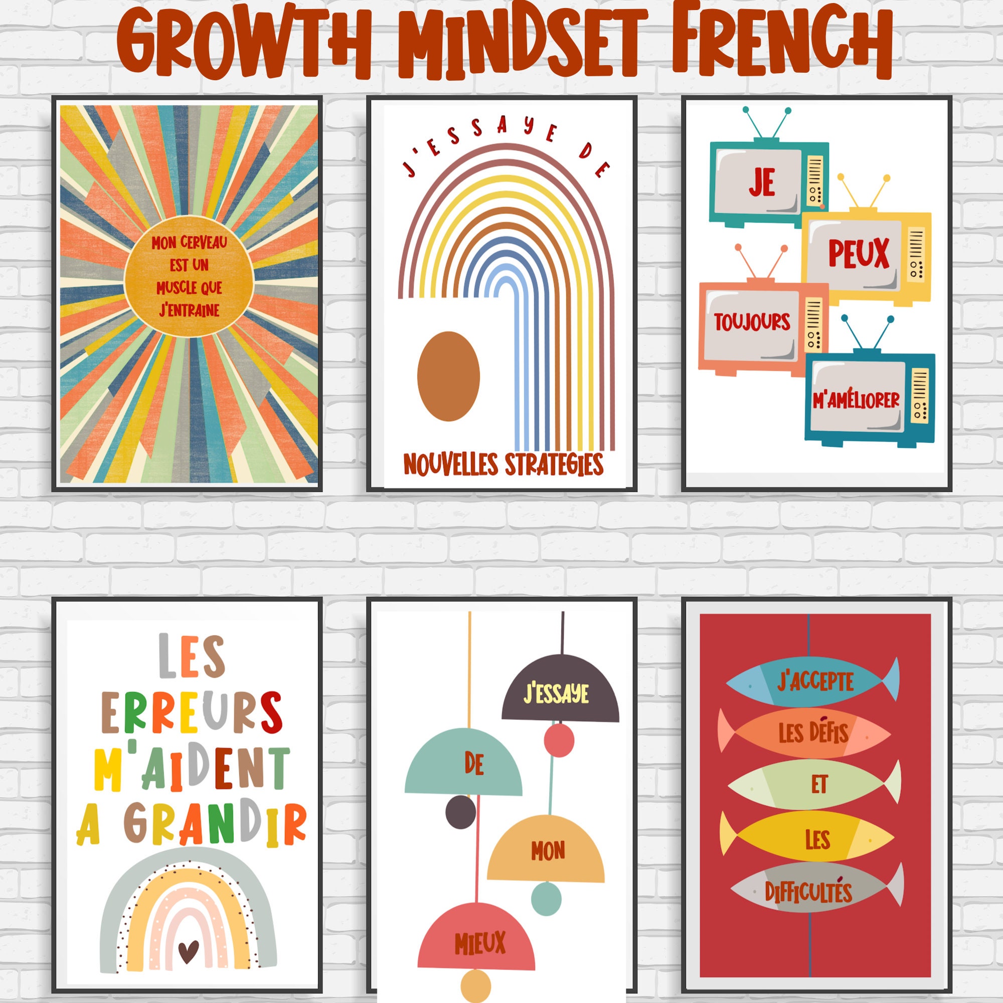 French GROWTH MINDSET A3 Printed Set 6classroom Posters Set - Etsy UK