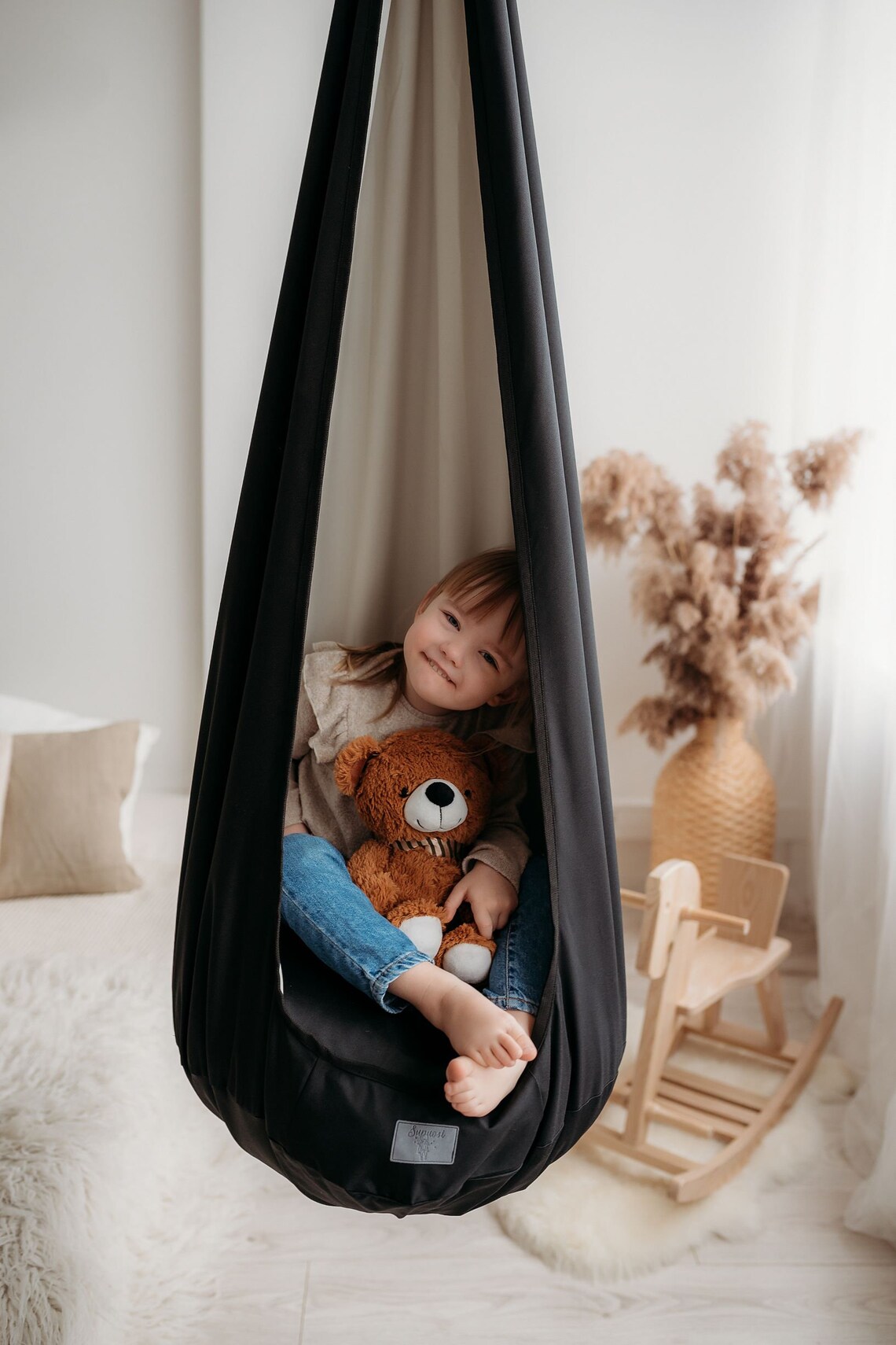 Hanging Pod Swing Black Cocoon Sensory Swing Chair Indoor - Etsy