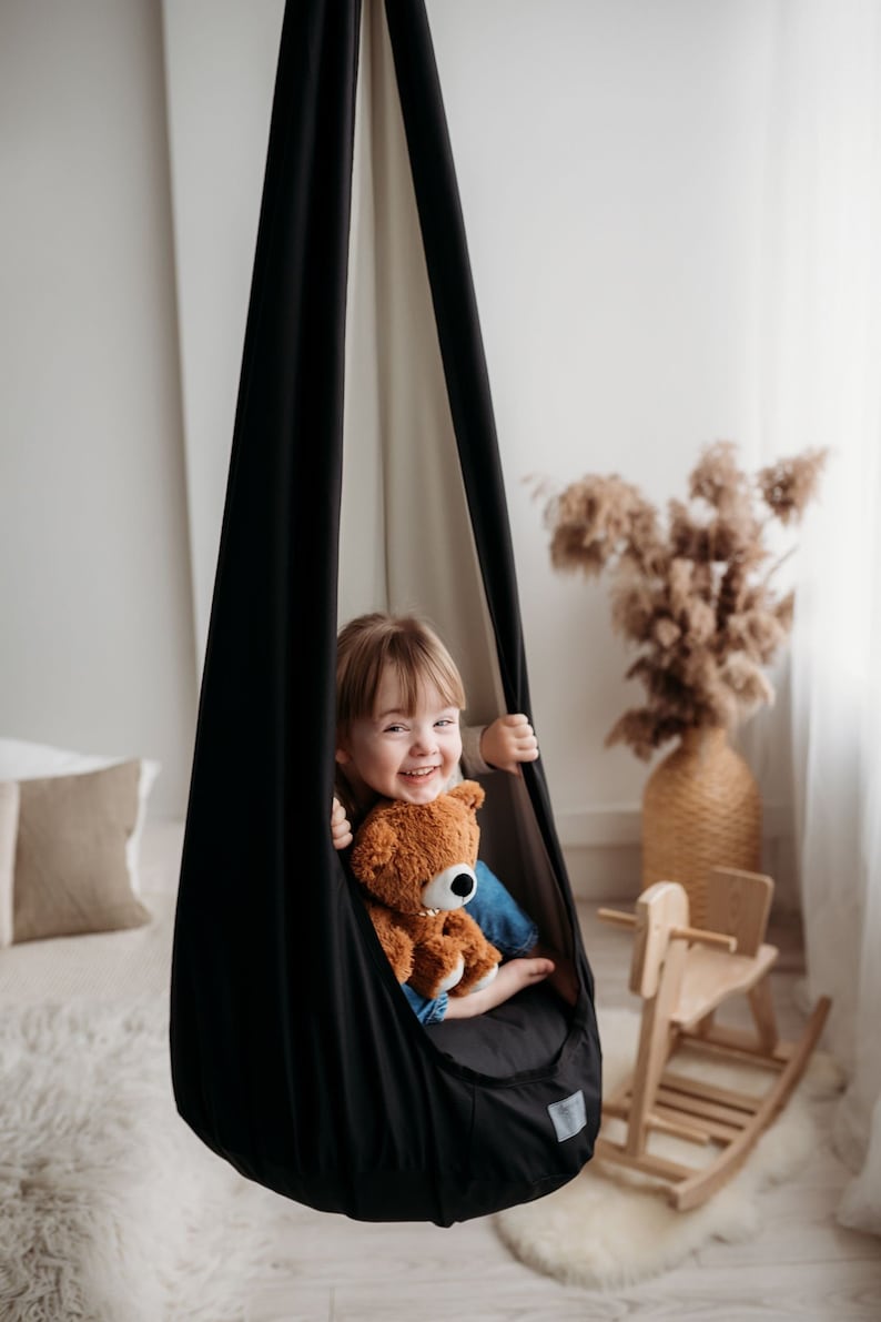 Hanging Pod Swing Black Cocoon Sensory Swing Chair Indoor - Etsy