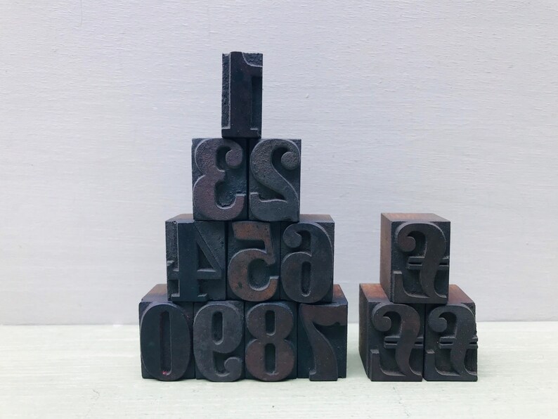 Vintage Wooden Printers' Block Numbers Letterpress Digits | Etsy