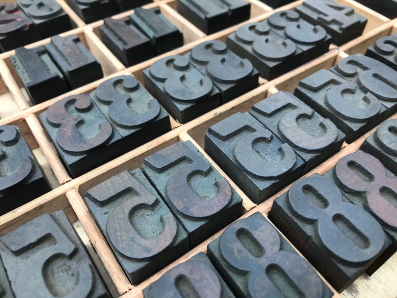 Vintage Wooden Printers' Block Numbers Letterpress Digits - Etsy UK