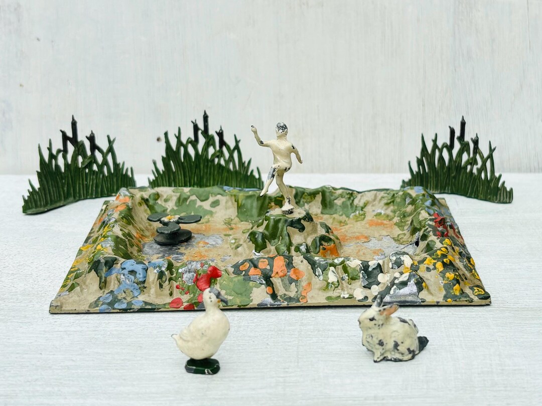 Antique Miniature Lily Pond & Nymph Statue, Britains Tiny Lead Garden ...