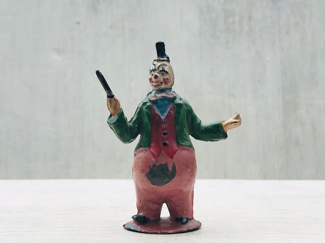 Vintage Miniature Lead Clown Band Conductor, Timpo Circus Figure With ...