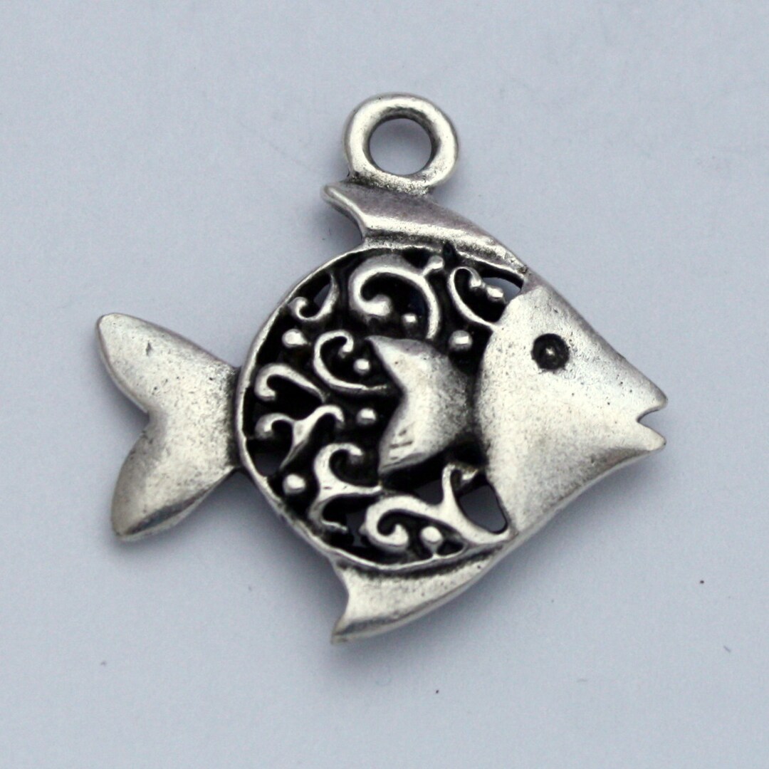 1 Mykonos Fancy Fish Pendant - Pewter Greek Casting - 30 Mm - Etsy