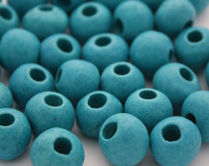 5 Mykonos Greek Matte Ceramic Round Beads in Sky Blue Matte - 12 Mm ...