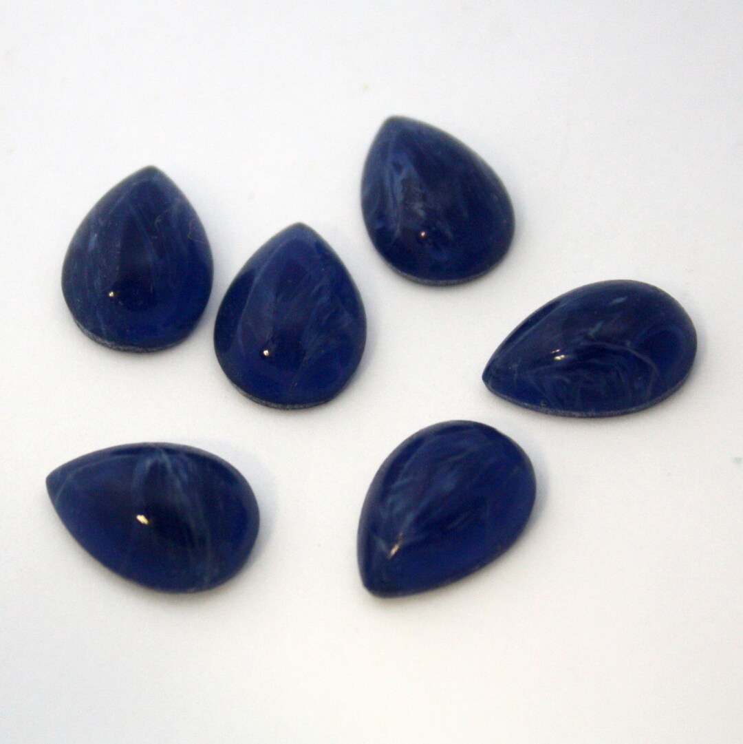 6 Vintage Glass Pear Shaped Cabochons in Montana Blue - 18 X 13 Mm ...