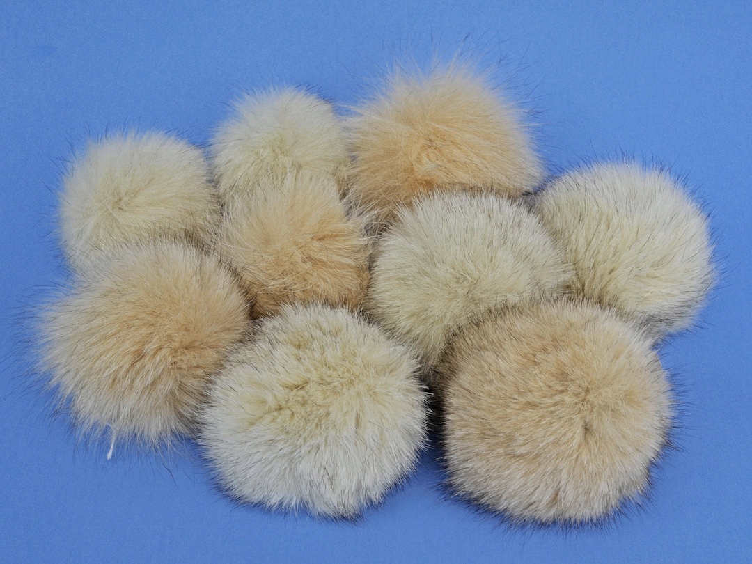 4,5 to 5 HIGHEST QUALITY FOX Pom Poms Double Fox Fur Shiny Soft Pom Pom ...