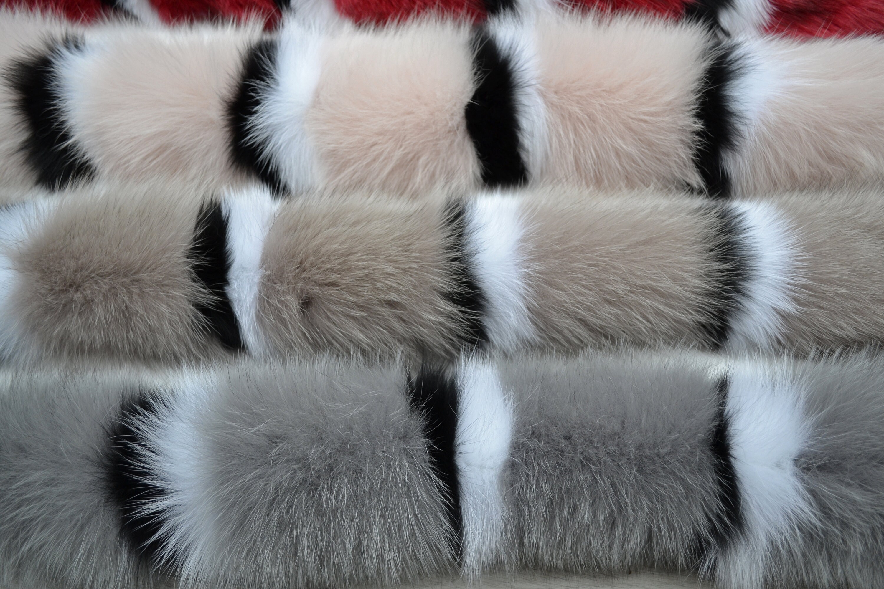 READY to SHIP, Multi Colored Real Fox Fur Collar From Pieces, Fur Trim ...