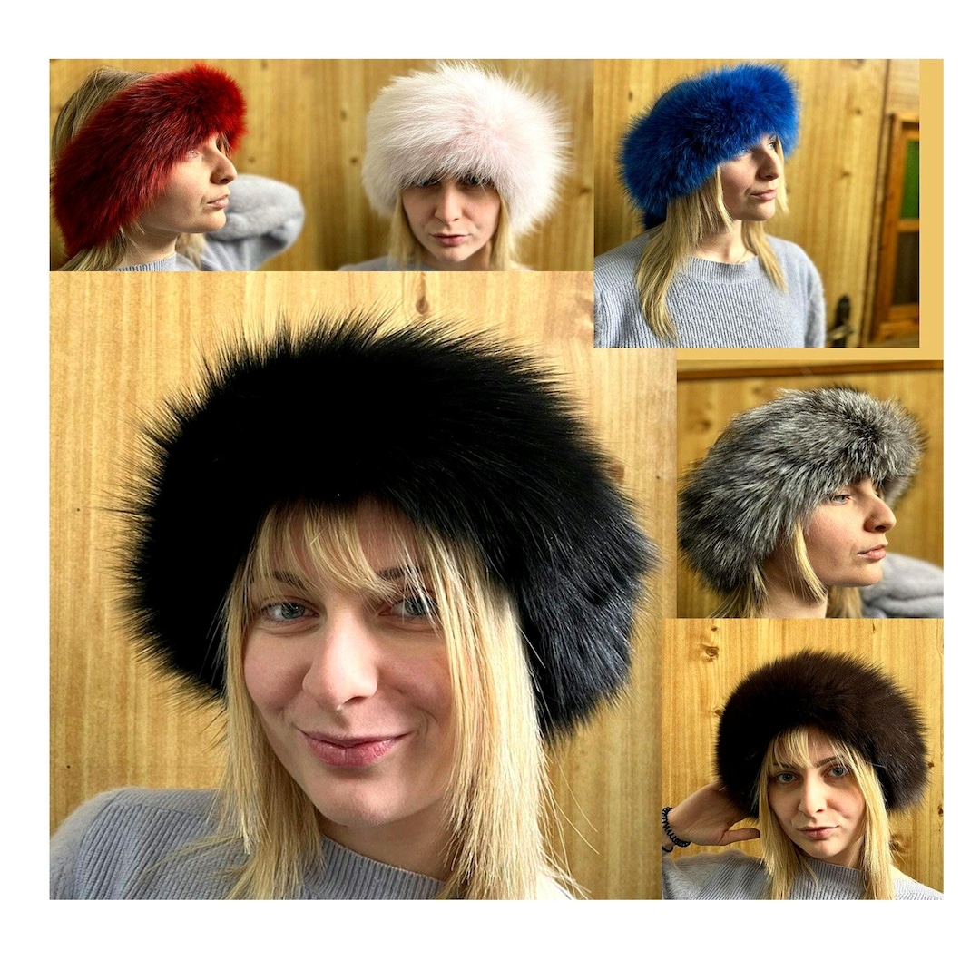Women Real Fox Fur Headband, Real Fur Hairband, Fox Fur Ear Warmers ...