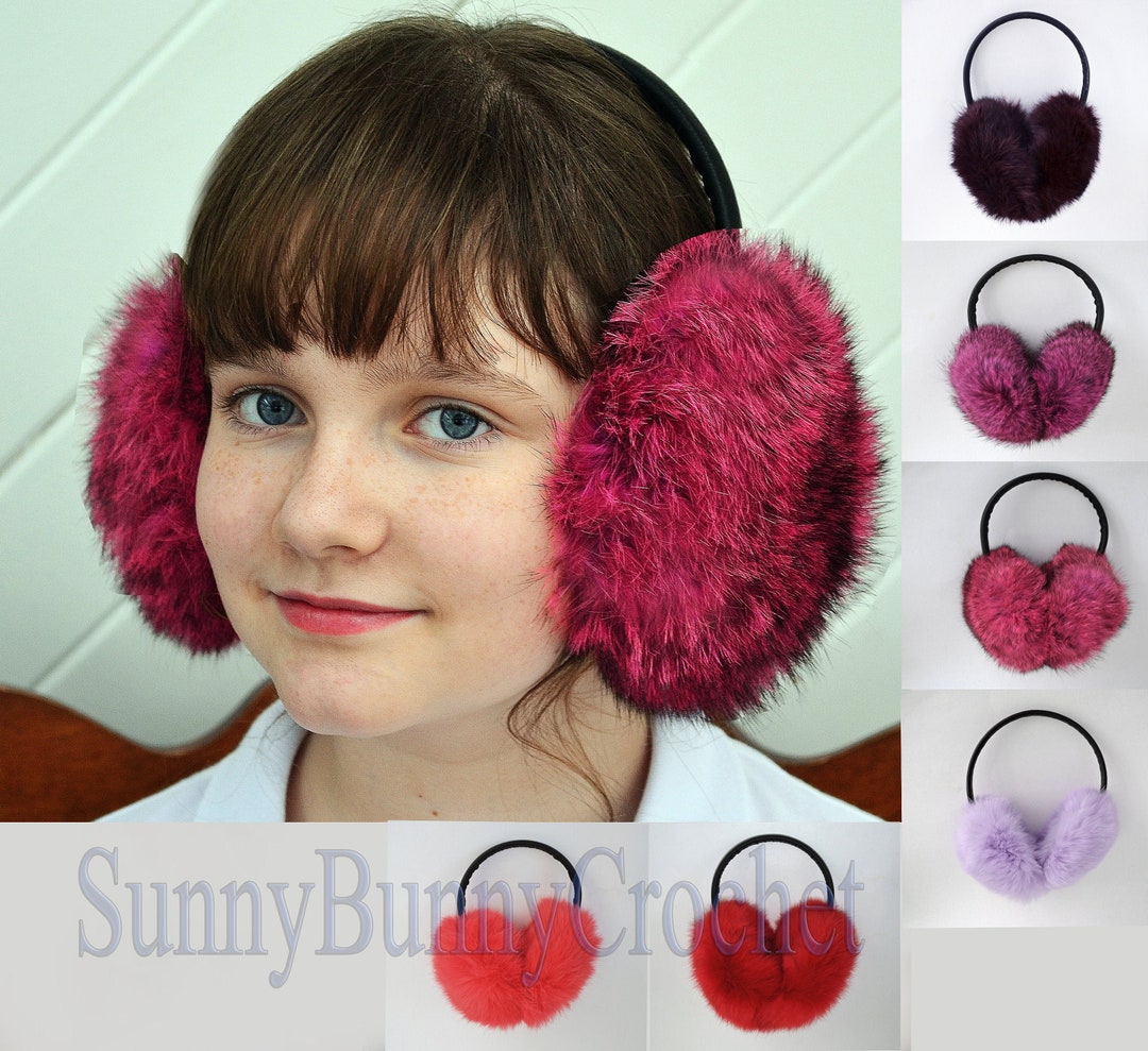 Real Fur Earmuffs, Rabbit Fur Ear Warmer, Red Earmuffs, Large Ear Muffs ...