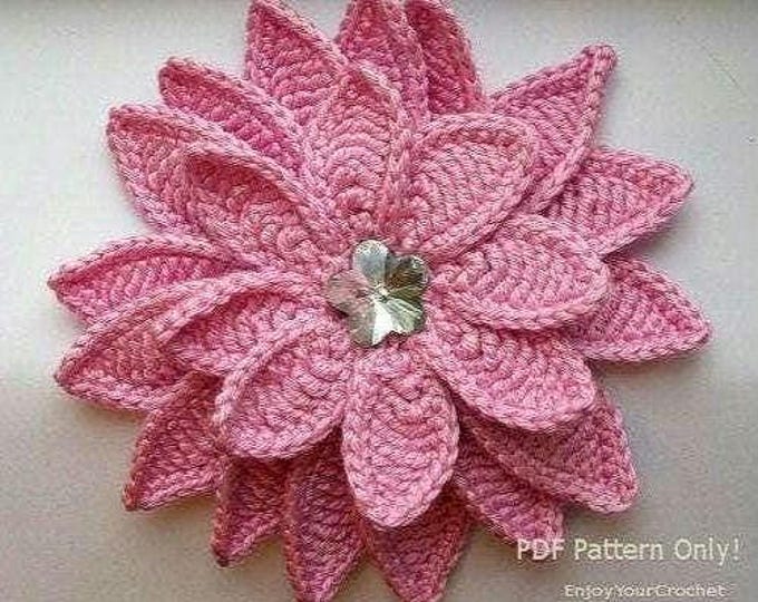 Flower Crochet Pattern, Big Flower With Diamond Center, Crochet Pattern ...