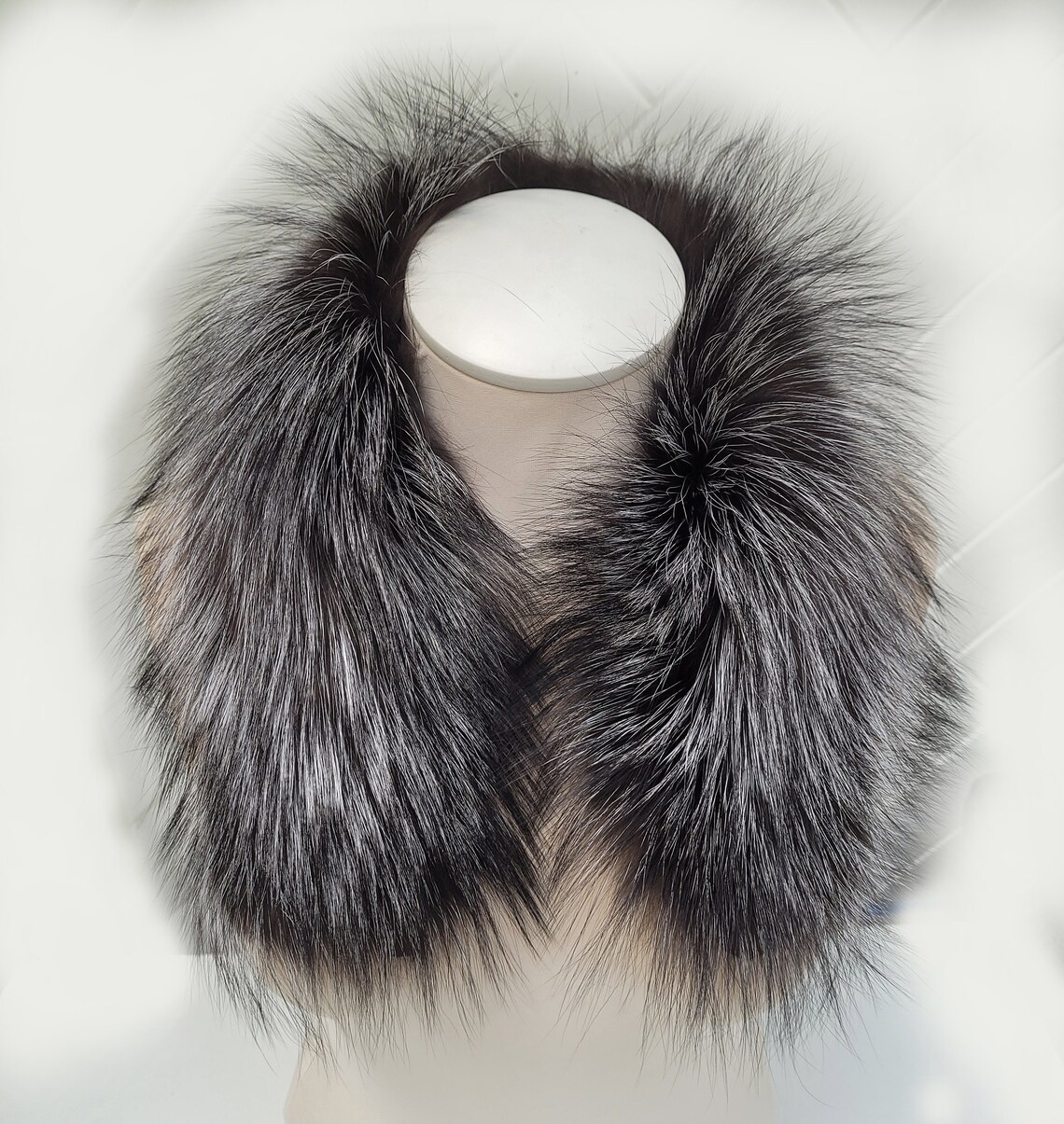 BY ORDER 60cm Real Silver Fox Fur Trim Hood, Fur Collar Trim, Fox Fur ...