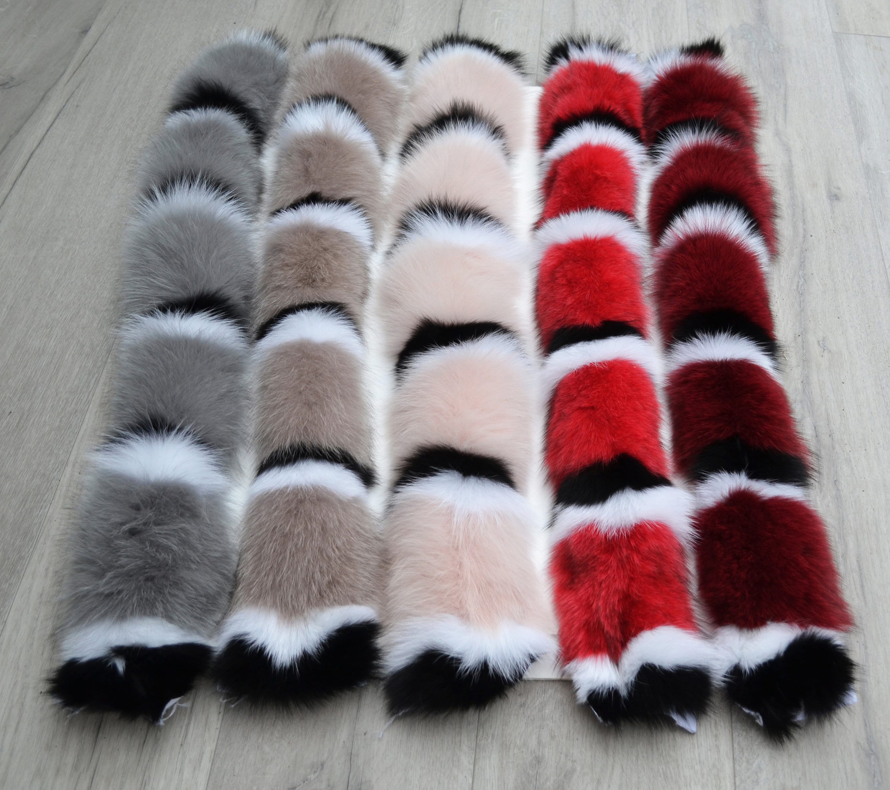 READY to SHIP, Multi Colored Real Fox Fur Collar From Pieces, Fur Trim ...