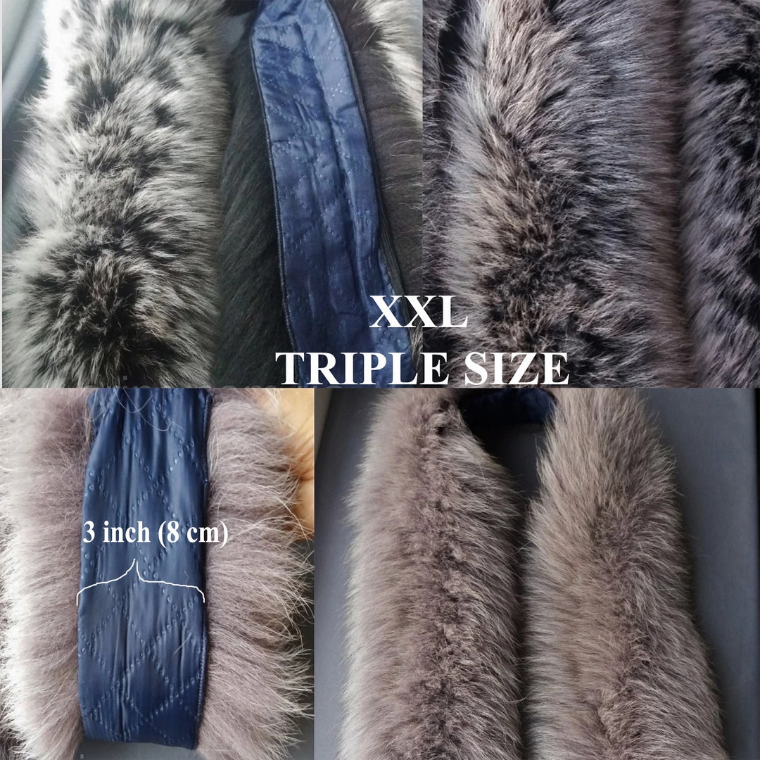 BY ORDER Fox tail XXL Triple Real Fox Fur Trim Hood, Fur Collar Trim ...
