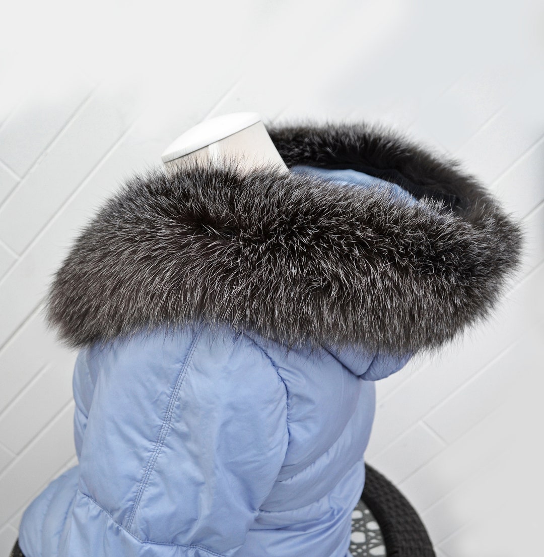 BY ORDER Rare Luxury BLUEFROST Fox Fur Trim Hood, Fur Collar Trim ...