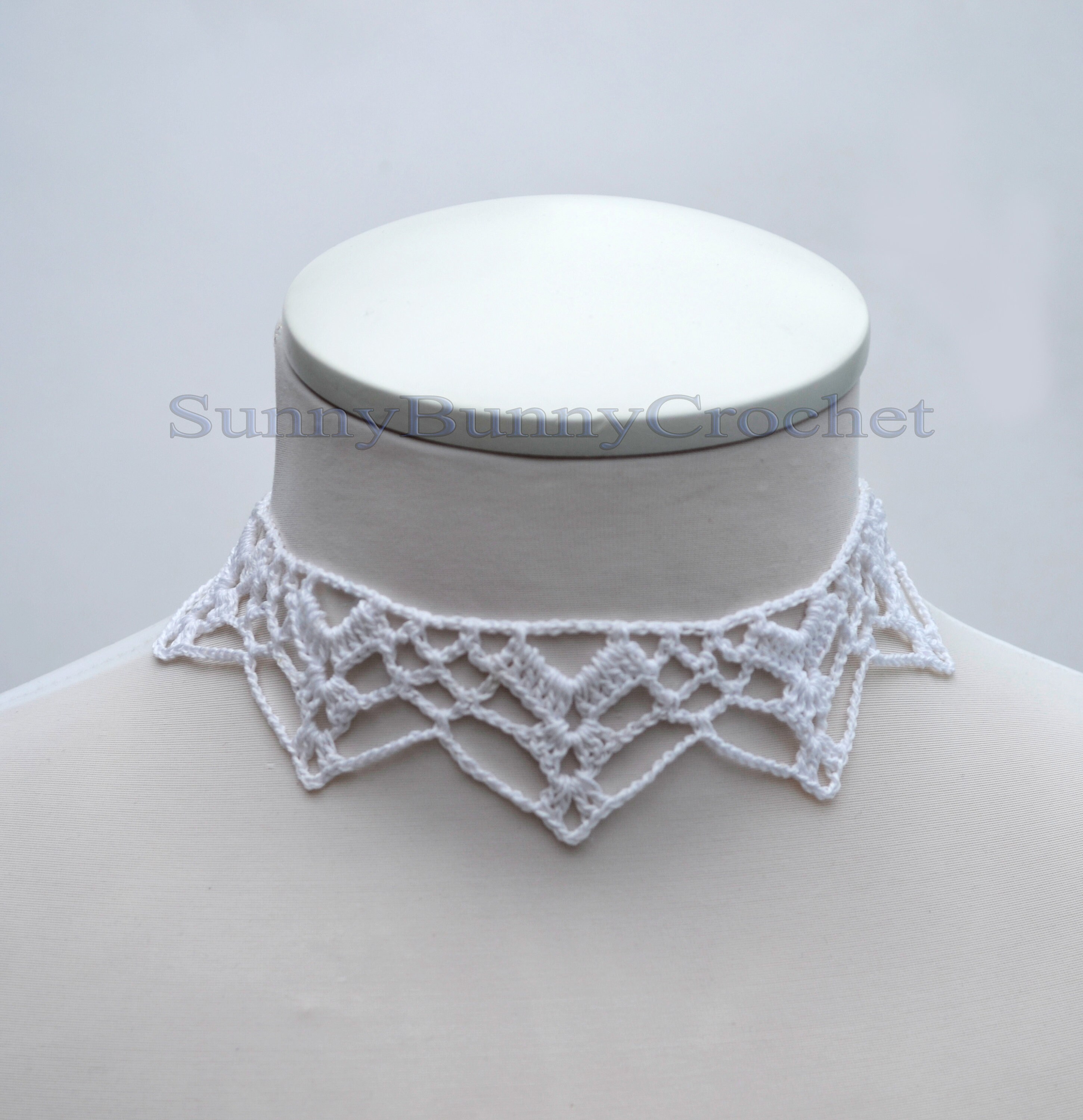Crochet Necklace for Women, Crocheted Cotton Necklace, Cotton Choker ...