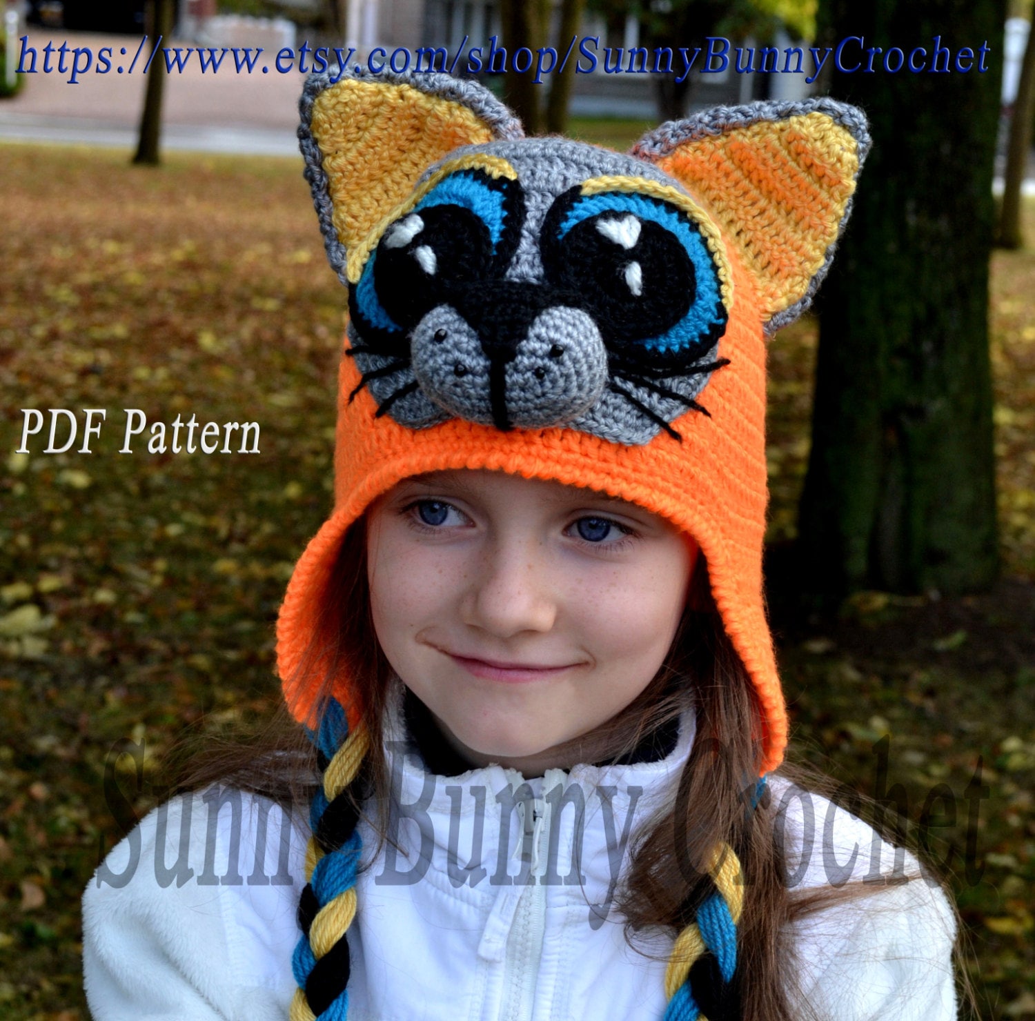 Animal Hat Pattern Crochet Hat Pattern Cat With Big Eyes | Etsy