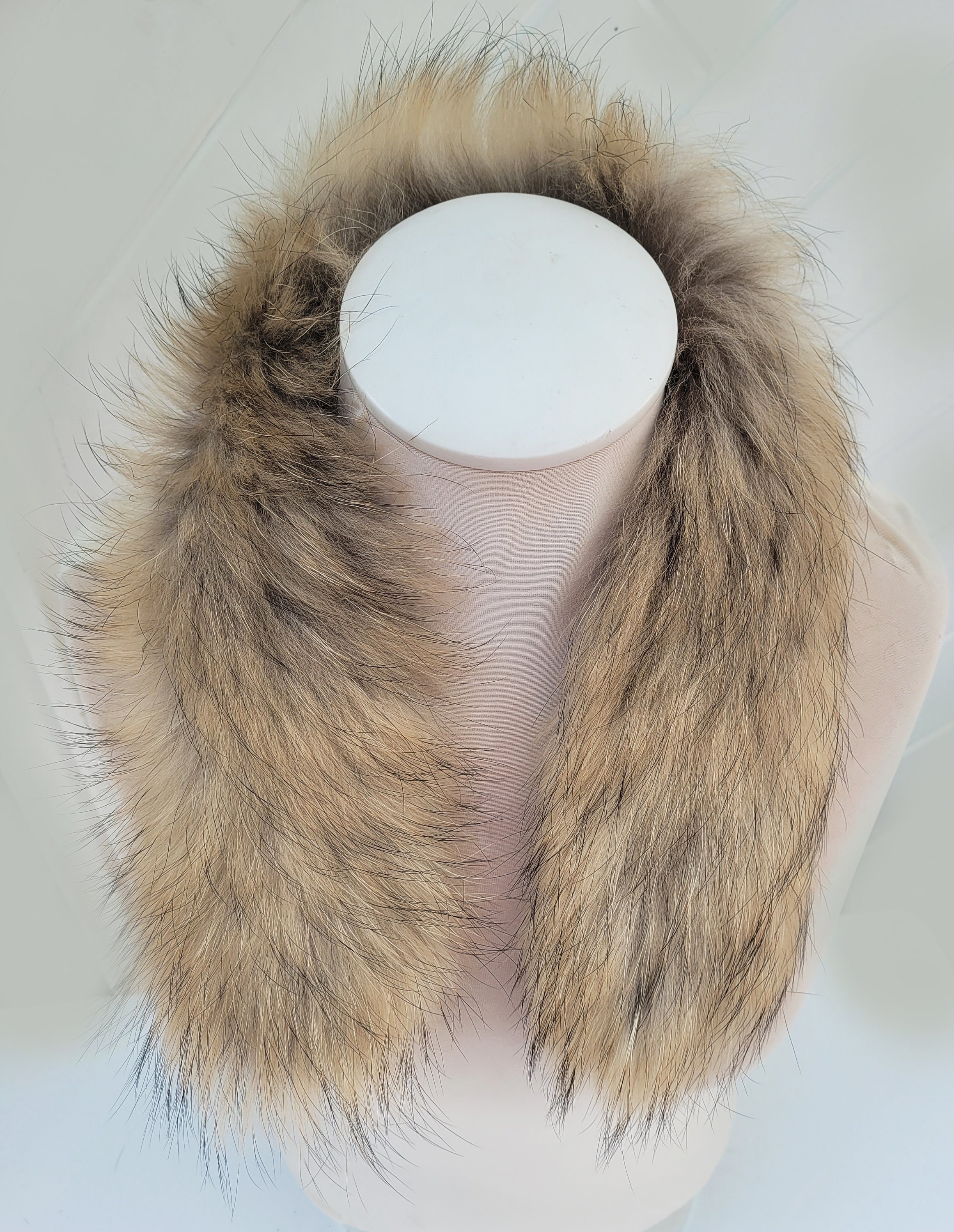 BY ORDER 60x2 Cm Real Raccoon Fur Collar, Fur Trim for Hoodies, Raccoon ...