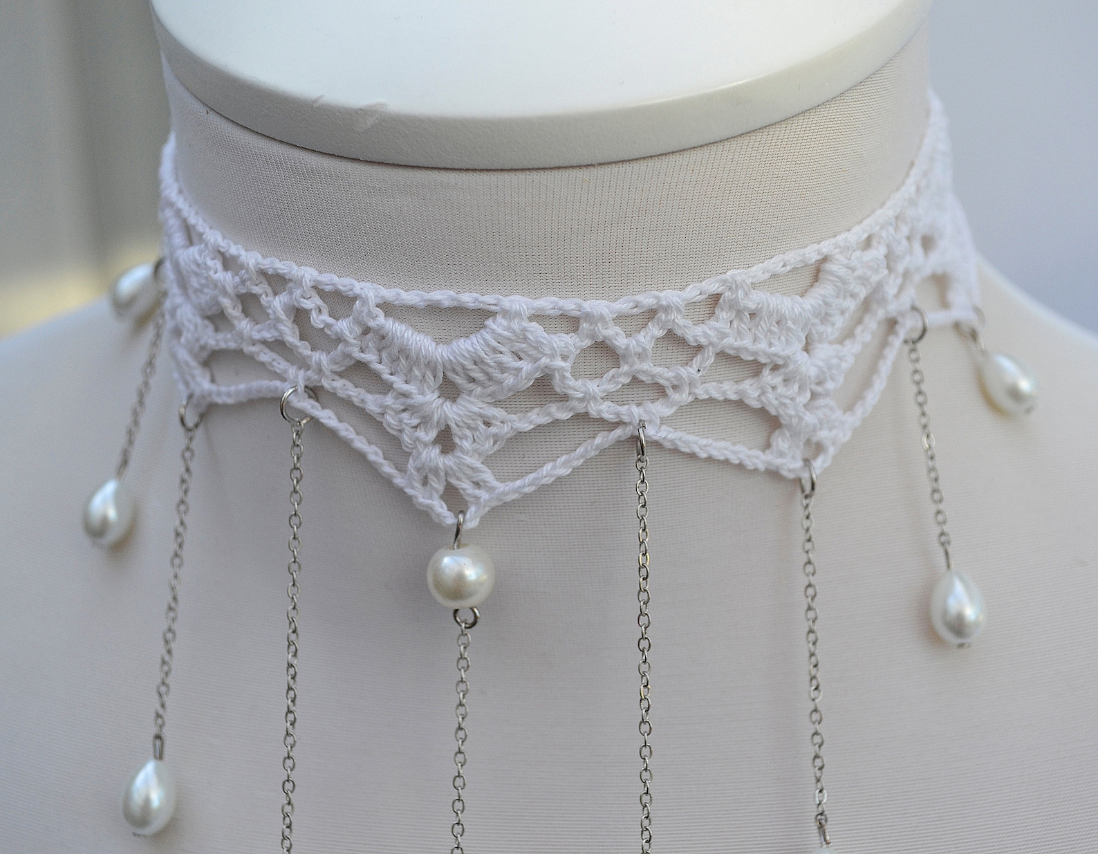 Crochet Necklace for Women, Crocheted Cotton Necklace, Cotton Choker ...