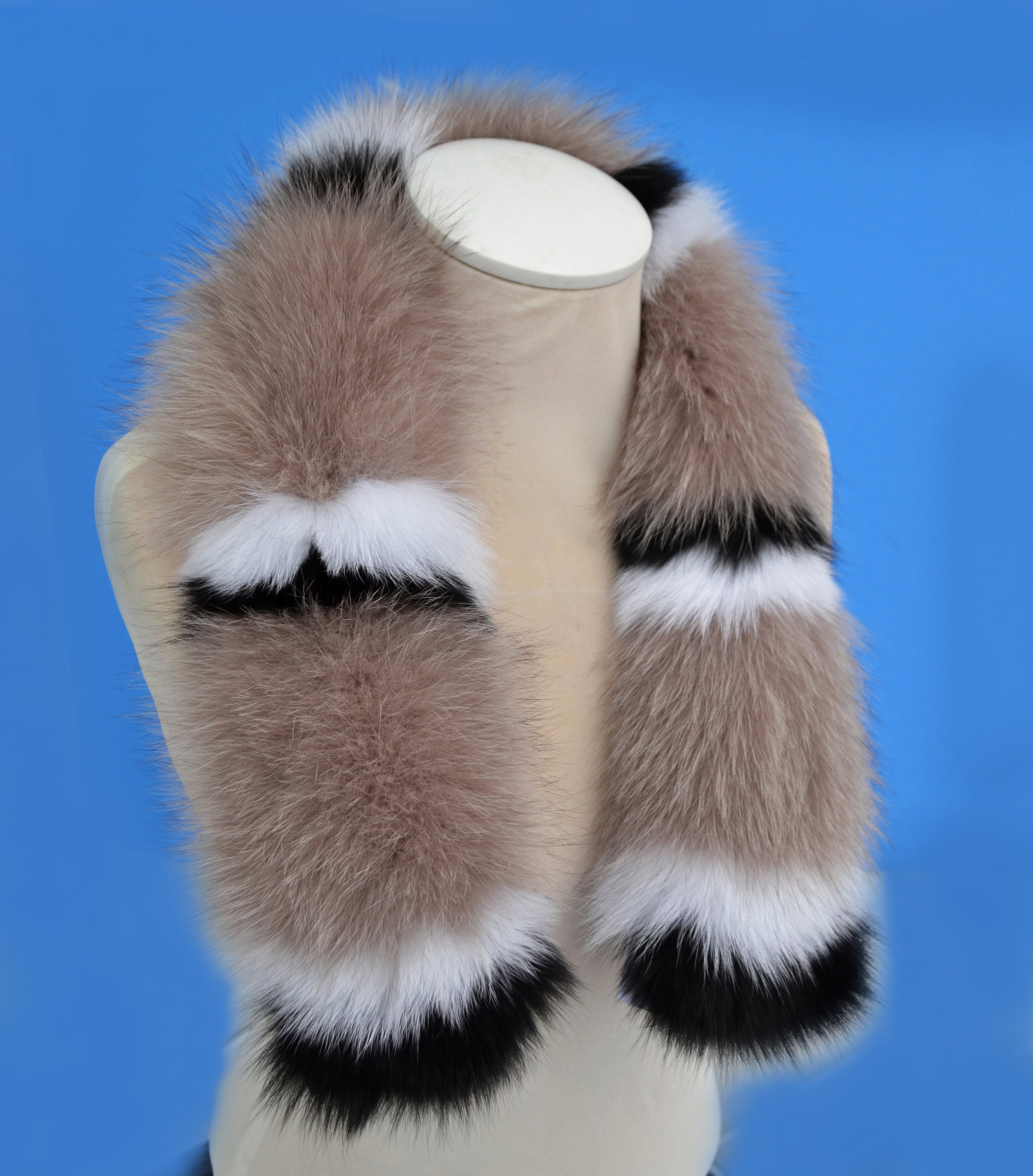 READY to SHIP, Multi Colored Real Fox Fur Collar From Pieces, Fur Trim ...