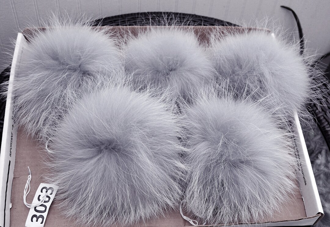 6 to 9 EXTRA LARGE GRAY Pom Poms Double Raccoon Pom Pom Giant Pom Pom ...