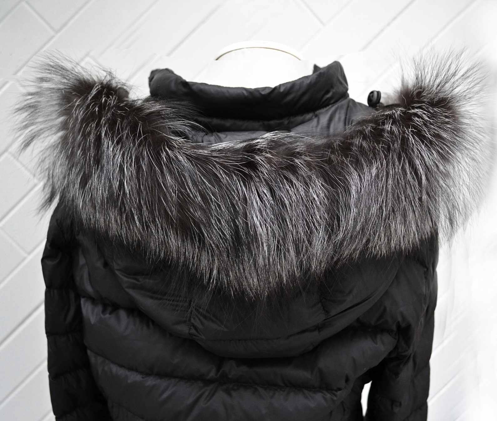 BY ORDER 60cm Real Silver Fox Fur Trim Hood, Fur Collar Trim, Fox Fur ...