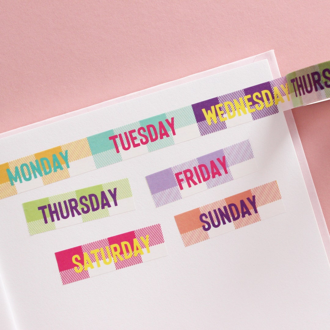 Colourful Days of the Week Washi Tape - Etsy