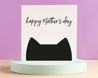Cute Cat Mother's Day Card Happy Mother's Day Card Card for Cat Mom Cat ...