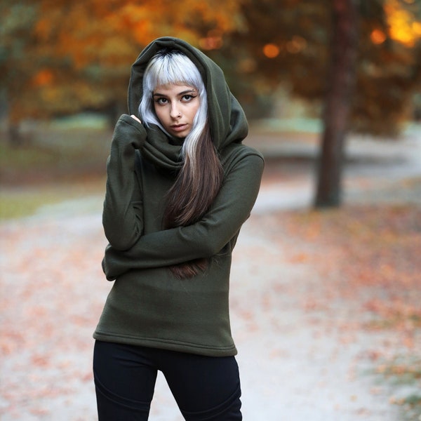 Cowl Neck Hoodie - Etsy