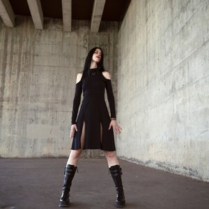 Off Shoulder Sleeve Gothic Dress. Double Split Goth Tunic Dress ...
