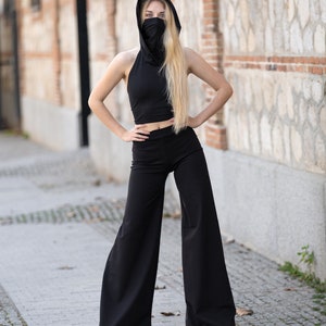 Face Mask Hooded Crop Top. Ninja Hooded Top. Festival Dust Mask Hooded ...