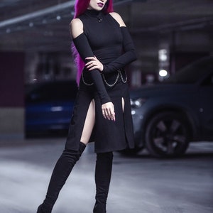 High Split Side Cosplay Dress, Gothic Clothes, Steampunk Tunic ...