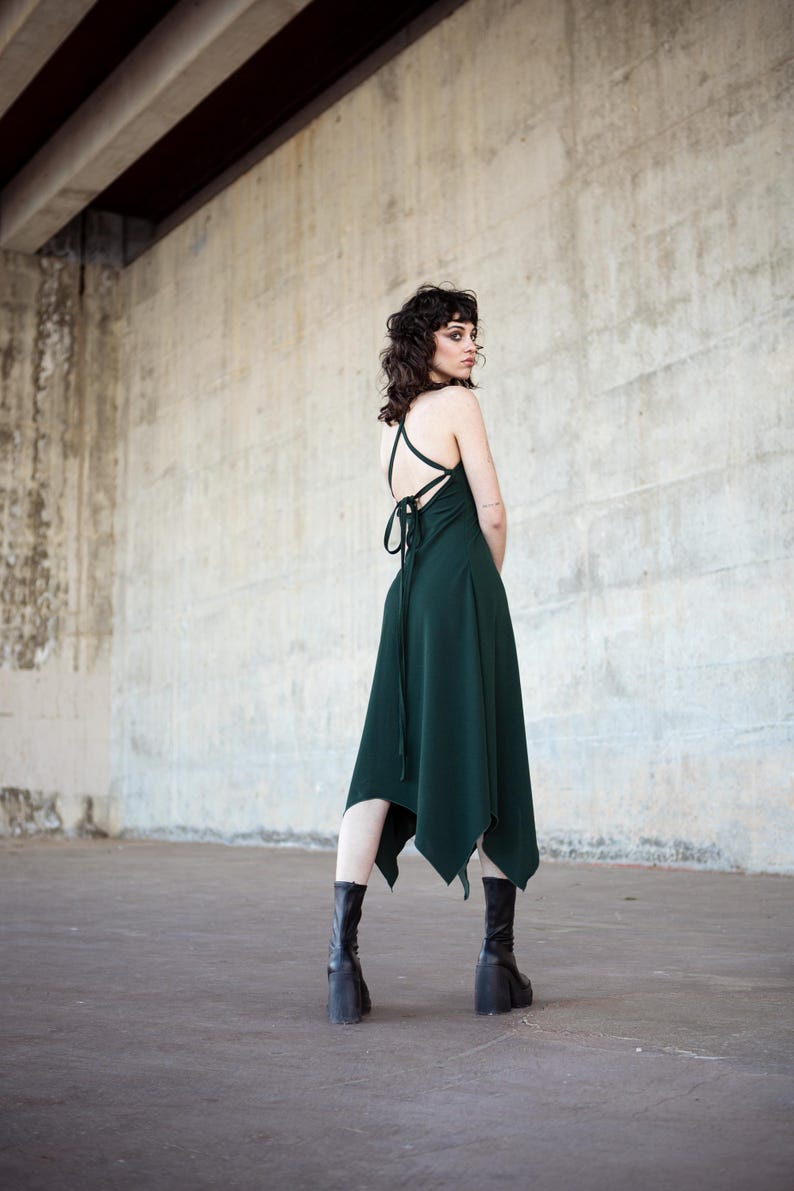Black V-neck Maxi Open Back Dress. Dark Boho Witch Halter Dress. Goth ...
