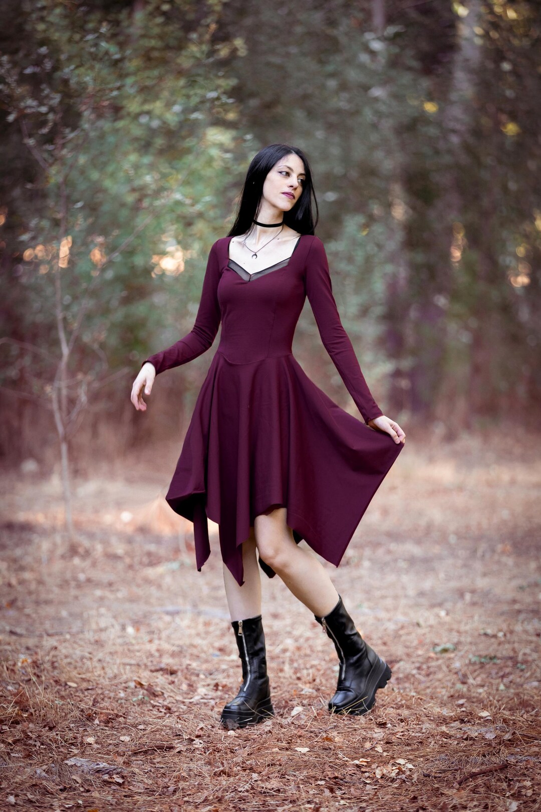 Medieval Fairy Terracota Dress. Cottagecore Fae Dress. Long Sleeve Maxi ...