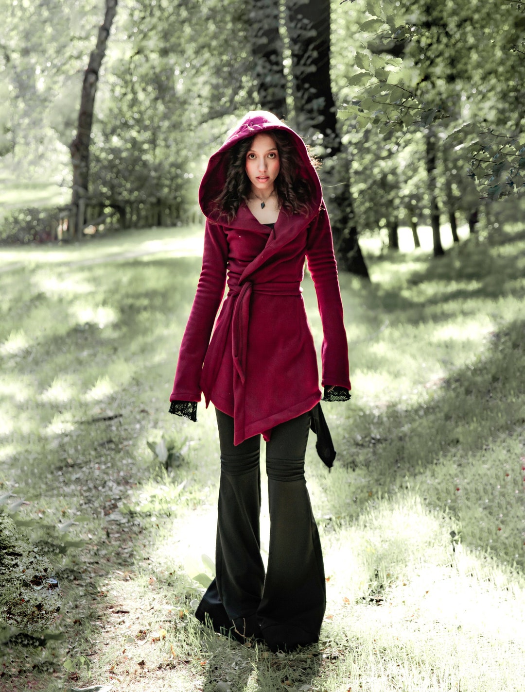 Elven Fleece Hooded Coat. Long Wrap Winter Pixie Coat. Pixie Fleece ...